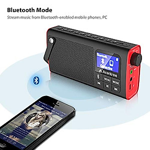 Avantree SP850 Rechargeable Portable FM Radio with Bluetooth Speaker and SD Card MP3 Player 3-in-1, Auto Scan Save, LED Display, Small Handheld Pocket Battery Operated Wireless Radio (No AM)