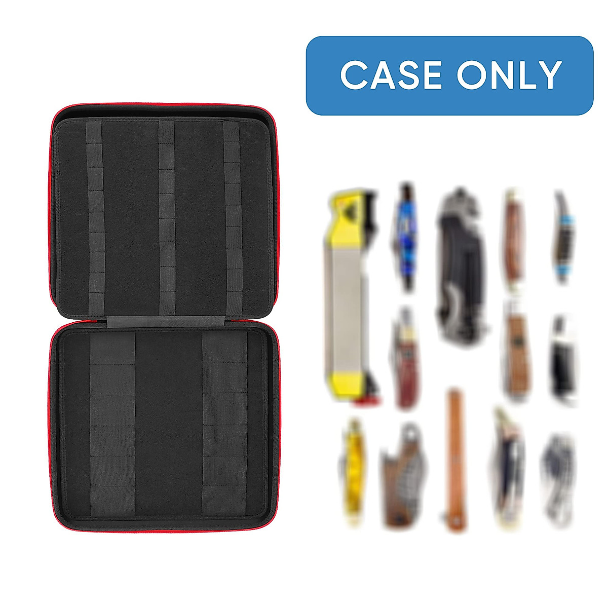 Risou Knife Display Case for Butterfly Knife, Folding Knives, Knives Displaying Storage Box and Carrying Organizer Holds up to 69 Knife for Survival, Tactical, Outdoor, EDC Mini Knife (Only Case)