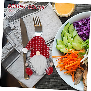 Hemoton Gnome Tableware Utensil Holders: Fabric Cutlery Pouch Cover Holiday Knives Forks Bag Decorative Dinner Table Centerpiece For Holiday Party Supplies 12pcs