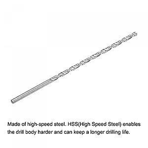 uxcell HSS(High Speed Steel) Extra Long Twist Drill Bits, 6mm Drill Diameter 200mm Length for Hardened Metal Woodwork Plastic Aluminum Alloy 6 Pcs