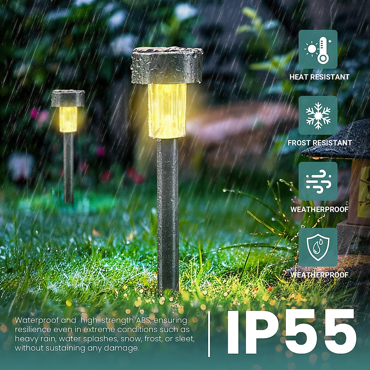 GIGALUMI 24 Pack Solar Path Lights Outdoor,Solar Lights Outdoor Waterproof,Stainless Steel LED Landscape Lighting,Solar Garden Lights for Driveway,Pathway,Patio,Yard