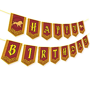 Happy Birthday Decorations Banner Pre-Strung Magic Wizard School Party Banner Wizard Birthday Party Supplies Decor for Fans Bday Party Favors