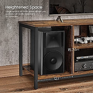 VASAGLE TV Stand for TV up to 55 Inches, Cabinet with Open Storage, Console Unit with Shelving, for Living Room, Entertainment Room, Industrial, Rustic Brown and Black ULTV060B01