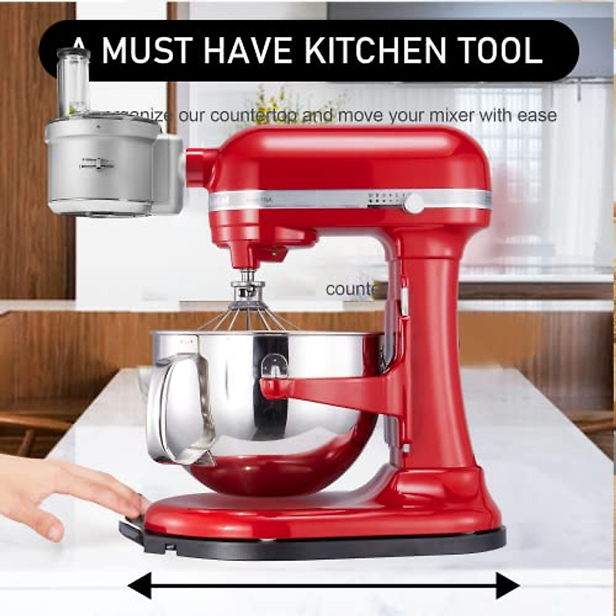 Mixer Slider for Kitchenaid 5-8 Qt Bowl Lift Stand Mixer,Sliding Tray Kitchen Appliance Slide Tray Mixer Mover Mixer Mat with Smooth Rolling Wheels for Kitchenaid Professional Series