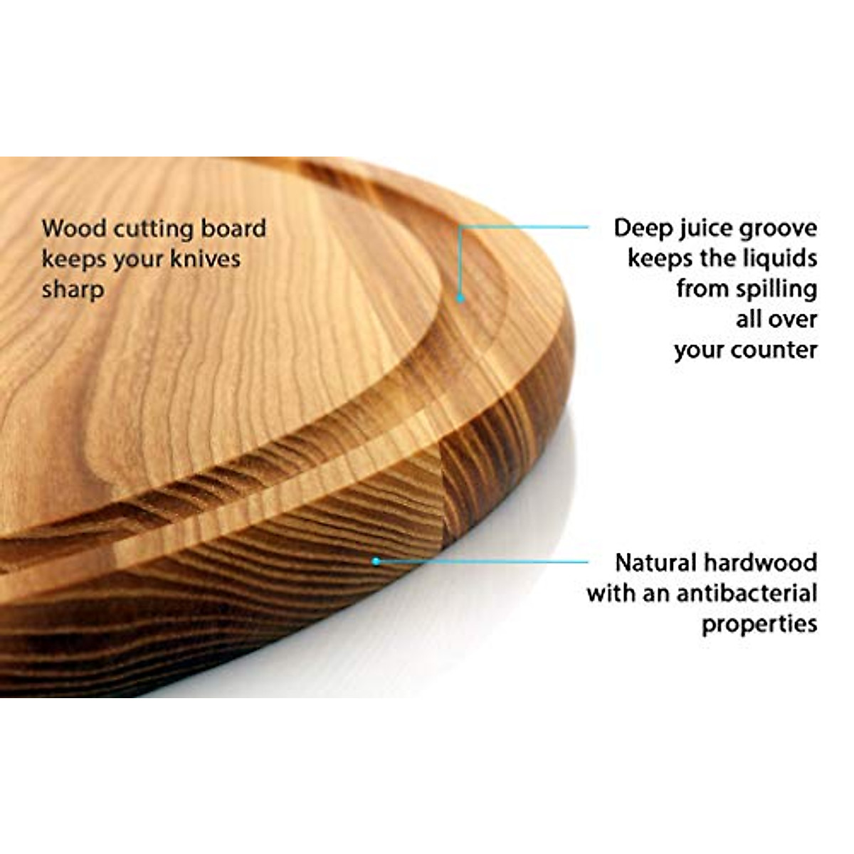 B.Brown Wood Round Cutting Board 13.5 inches Medium Cutting Board