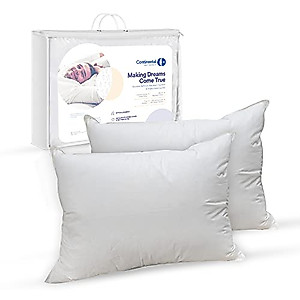 Continental Bedding - White Goose Feather Down Pillows - Standard Queen Size 20x28 Pillow Set of 2-100% Cotton Cover Soft Pillows - Best Down Feather Pillows for Side or Back Stomach Sleeper