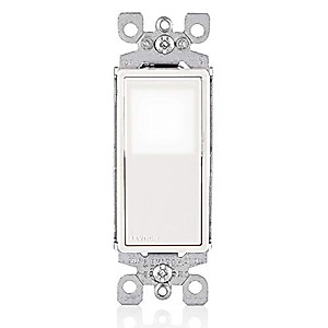 Leviton L5613-2W 15 Amp, 120/277 Volt, Decora LED Illuminated Rocker 3-Way AC Quiet Switch, Residential Grade, Grounding, White