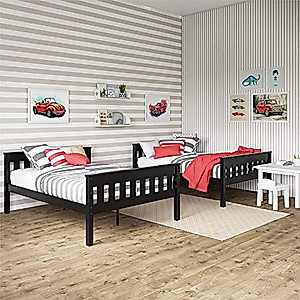 Dorel Living Moon Full over Full Bunk Bed with USB Port, Black