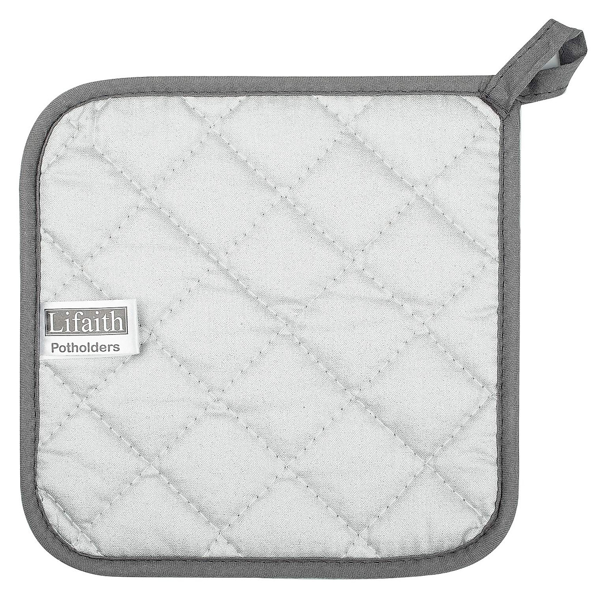 100% Cotton Kitchen Everyday Basic Terry Pot Holder Heat Resistant Coaster Potholder for Cooking and Baking Set of 5 Grey