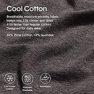 Tommy John Men’s Trunk 4" Underwear - Cool Cotton Boxers with Supportive Contour Pouch - Cool, Dry Pima Cotton Blend (Medium, Black/Iron Grey/Navy)