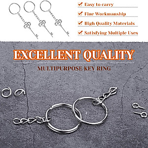 Audab 360Pcs Keychain Bulk, 120Pcs Keychain Rings with Chain and 120Pcs Open Jump Ring with 120Pcs Screw Eye Pins for Crafts and Jewelry Making