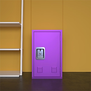 BUTISOW Metal Locker, Lockers, Lockable Storage Cabinet with Locker Shelf, 24" H Small Locking Cabinet for Kids, Lockable Storage Cabinet, Locker Organizer for Home, Bedroom, School, Office (Purple)