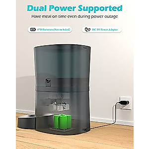 Automatic Cat Feeder, HoneyGuaridan 6.5L Pet Feeder for Cats and Dogs Dry Food Dispenser with Desiccant Bag, Stainless Steel Bowl, 6 Meals Portion Control, Dual Power Supply &10s Voice Recorder