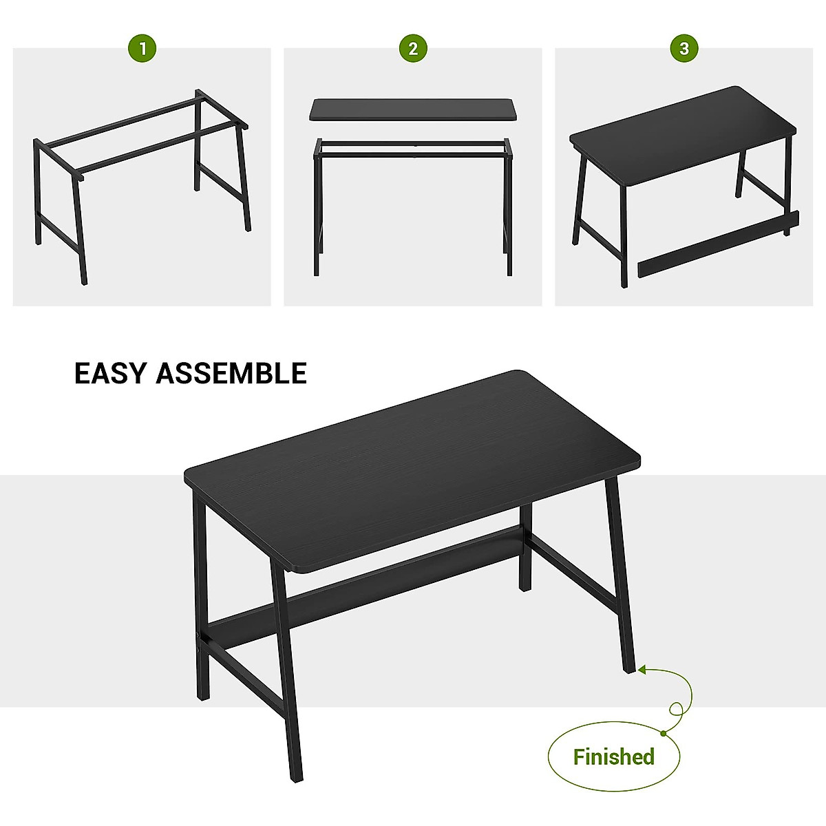 Topfurny Computer Desk, 39 Inch Small Computer Desk Study Table for Small Spaces, Modern Simple Writing Desk with Round Desk Corner Edge for Home Office, School, Bedroom, Workstation,Black