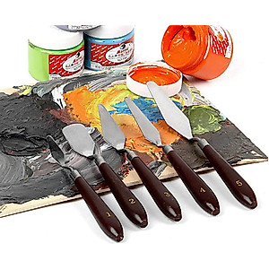 Artist Painting Knives Set - 5 Pieces Painting Knives Stainless Steel Spatula Palette Knife Oil Painting Accessories Color Mixing Set for Oil, Canvas, Acrylic Painting