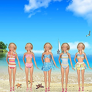 Tanosy 10 Sets Doll Clothes 4 Sets Party Dresses+3 Sets Casual Outfits +3 Set Bathing Suits for 11.5 inch Girl Doll Children's Day Gift(4 Sets Dresses+3 Sets Casual Clothes+3 Set Bathing Suits)