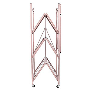 Origami R5 Foldable 4-Tier Garage Shelving Heavy Duty Shelving with Wheels, Metal Storage Rack Holds 1000 pounds, Garage Storage Rack & Organization, Storage Shelving (Rose Gold, R5 2-Pack)