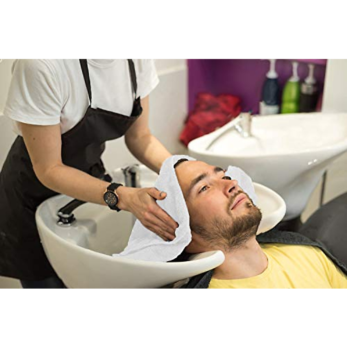 DAN RIVER Salon Towels Set Pack of 24, Ultra Soft 100% Cotton Facial and Hair Drying Cloth in Bulk Multi-Purpose for Gym, Makeup, Spa, Home White Hand Towel | 16x26 inches 400 GSM