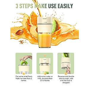 Mini Blender, Portable Personal Blender Milk Shakes and Smoothies Juicer, CIYOYO 10 oz Fruit Juice Travel Blender Rechargeable USB One-handed Drinking Home Office Sports Outdoors, BPA-free