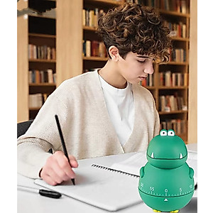 Cute Dinosaur 100% Mechanical Egg Kitchen Timer for Kids Cooking/Reading/Classroom/Do Sports(Dinosaur, Green)