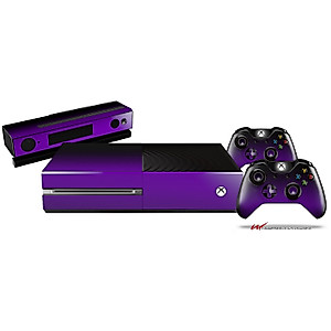 Smooth Fades Purple Black - Holiday Bundle WraptorSkinz Decal Style Vinyl Skin Wrap compatible with XBOX One Original Console, Kinect and 2 Controllers (GAMING SYSTEM NOT INCLUDED)