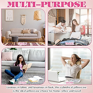 Newwiee 2 Pcs Neck Roll Pillow Cover 17x7 Inch Round Cervical Pillow Covers with Zipper Cylinder Neck Roll Pillowcase Soft Bolster Pillowcases for House Home Decor Cylindrical Cushion(White)