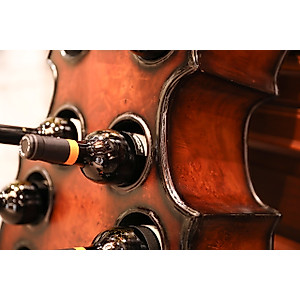 Wooden Violin Shaped Wine Rack, 10 Bottle Decorative Wine Holder