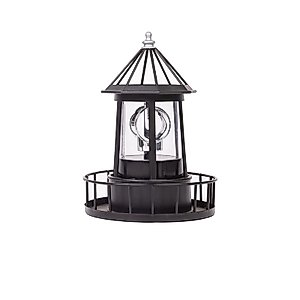 Solar Light Tower, 360-degree Rotating Light Waterproof LED, Suitable for Outdoor Home Decoration in Gardens and courtyards (Black)
