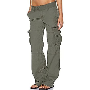 SMIDOW Baggy Parachute Pants for Women Low Rise Wide Leg Cargo Pant Military Army Combat Work Trousers with Pockets