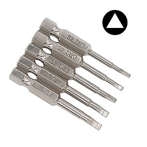 Uacen 5 Piece Magnetic Triangle Screwdriver Bit, S2 Steel Triangular Screwdriver Bit Set 1/4 Inch Hex Triangle Drill, 50 mm Length