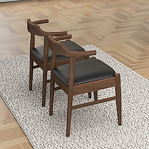 Ashcroft Furniture Co Latham Mid-Century Modern Black Faux Leather Dining Chair (Set of 2)