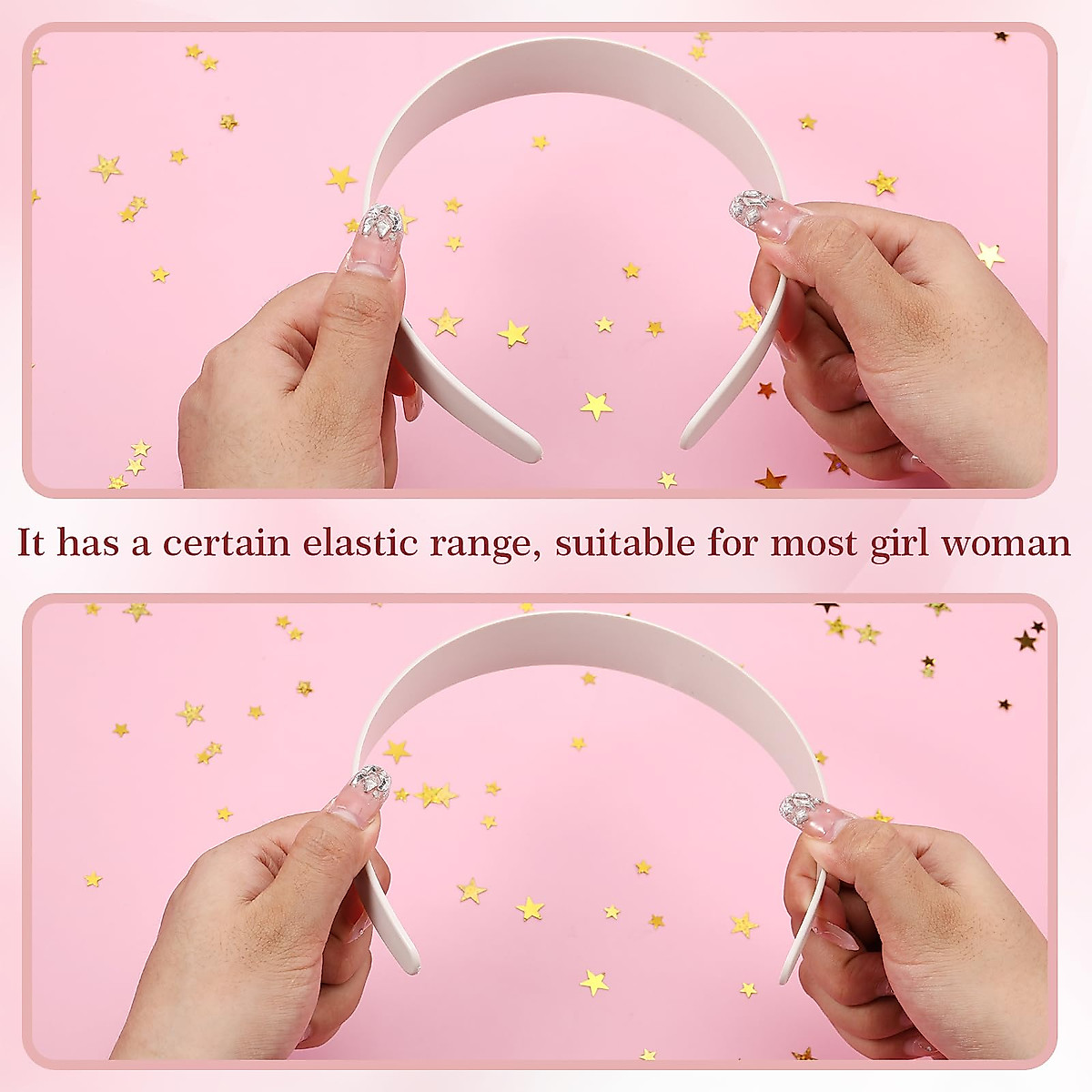 Hotop 100 Pcs Plastic Headbands Bulk 1 Inch Wide Craft No Teeth Plain Headbands DIY Hair Band Accessories for Girls Women (White,1 Inch Wide)