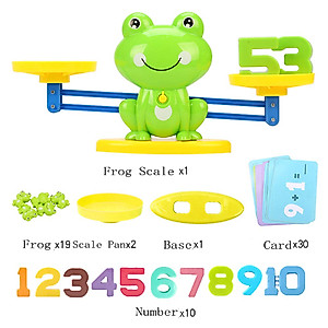 miYou STEM Math Toy Educational Balance Game and Counting Frog Set for School Kids Years 3 4 5 6 7