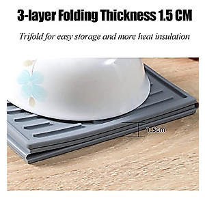 Extra Large Christmas Dish Drying Mat for Kitchen Counter, 24*13 Inch Trifold Food Grade Silicone Drying Mats Countertop, Heat & Cold Resistant (Black)