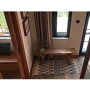 UKELER Laundry Room Runner Rug 2'x4' Cotton Washable Kitchen Rugs Black and White Front Door Mat Handmade Indoor Outdoor Rugs for Kitchen, Laundry, Bathroom, Doorway