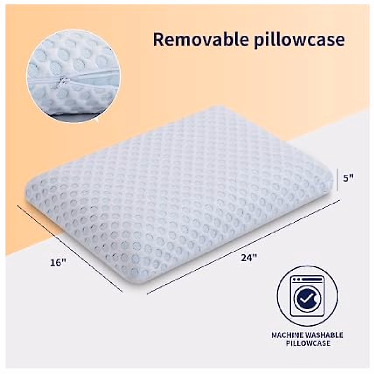 Hcore Gel Memory Foam Pillow Dual-Sided Cooling & Cozy Washable Cover for All Seasons Ventilated Breathable Sleeping- CertiPUR-US Queen (Pack of 1)