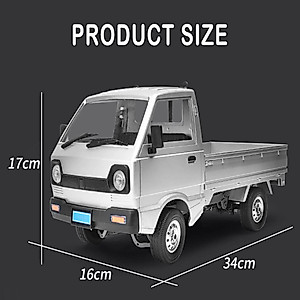 YIKESHU WPL D12 RC Car 1/10, 2.4Ghz Remote Control, Off Road Drift Pickup Truck Crawler with Brushed Motor, LED Headlights, Middle Engine Rear Drive RTR Vehicles Toys