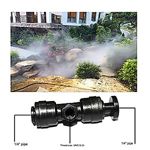 Furnrubden Water Brass Misting Nozzle,Outdoor 1/4" Slip-Lok Mist System Nozzle, Greenhouse Fan Misting Tee Kit for Cooling System (12Nozzle+10Seat)