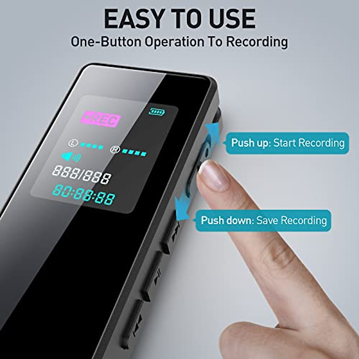 64GB Smart Digital Voice Recorder with Playback - Audio Voice Recorder for Lectures Meetings, Recording Device Dictaphone Sound Tape Recorder with Card Reader