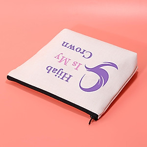 JXGZSO Islamic Religion Gift Hijab Is My Crown Cosmetic Organizer Muslim Women Make Up Bag Hijab Themed Gift