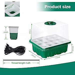 Patigrow 3 Pack Seed Starter Tray with Grow Light, Flexible Silicone 36 Cells Reusable Seed Starter Kit with Humidity Dome, Dishwasher Safe Seeding Starter Trays Indoor Greenhouse for Seed Starting