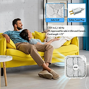 EZ-CHILL 20” Box Fan, 3 Speed Full-Force Air Circulation Window Fan, Floor Fan, Bedroom Fan, Ideal for Home, Bedroom & Office, MTNBF20