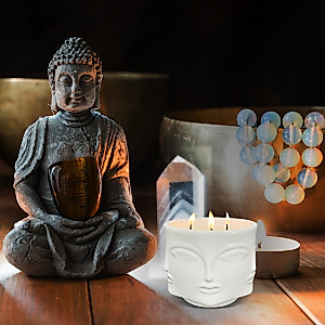 Citronella Candles Outdoor, YeeQue Aromatherapy Candle Long Lasting 100hrs with Ceramic Face Design for Outside Party Camping 20oz,3wicks