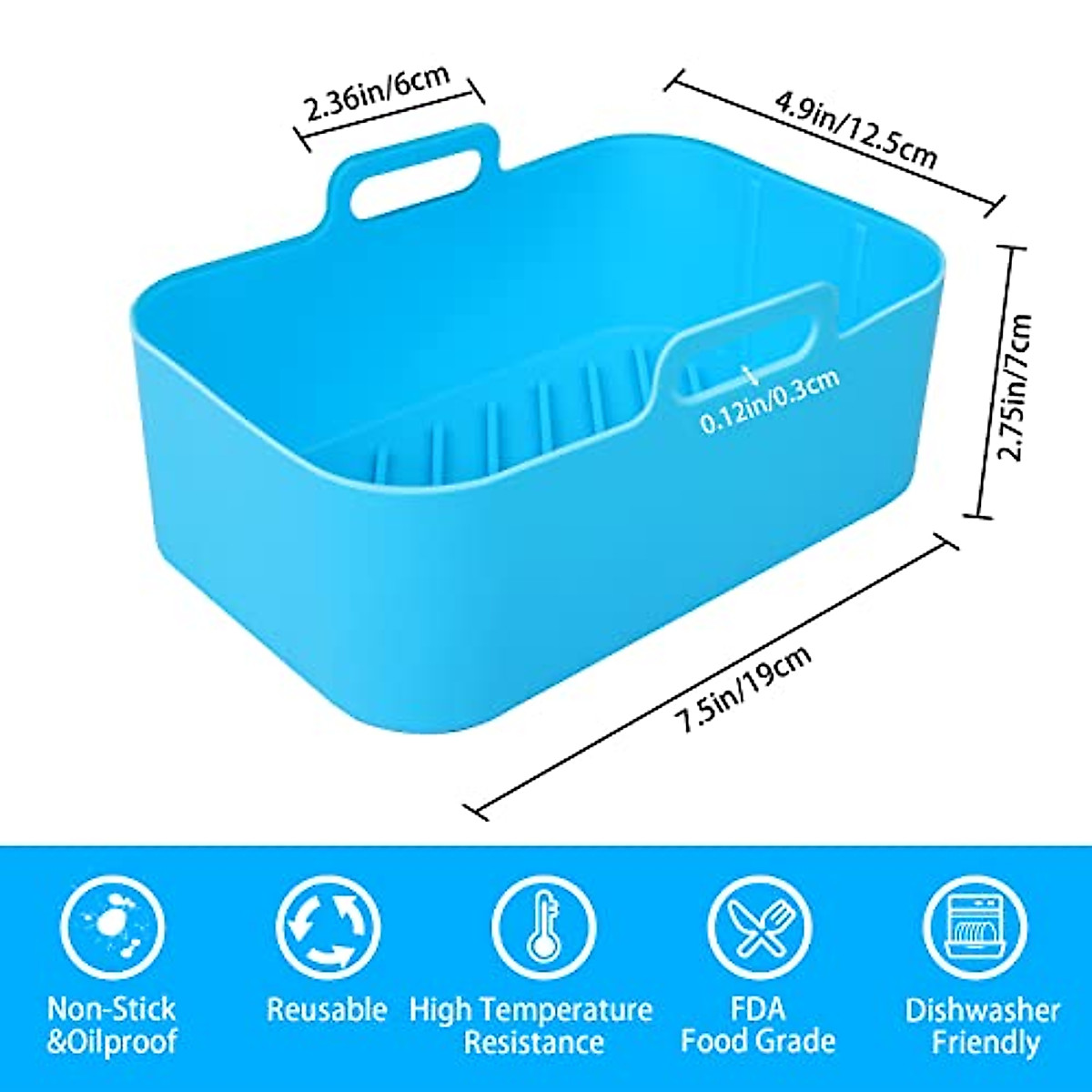 2Pcs Silicone Pot Reusable Air Fryer Liners Food Safe Non Stick Air Fryer Basket Accessories Replacement Baking Tray for Ninja Dual Dz201 Dualzone