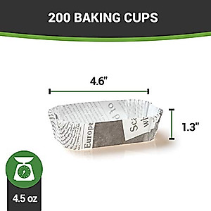 Restaurantware Panificio 4.5 Ounce Baking Cups, 200 Ridged Cupcake Liners - Oven-Ready, Freezable, Black And White Paper Muffin Cases, Disposable, Newsprint, For Wedding Parties, Baby Showers