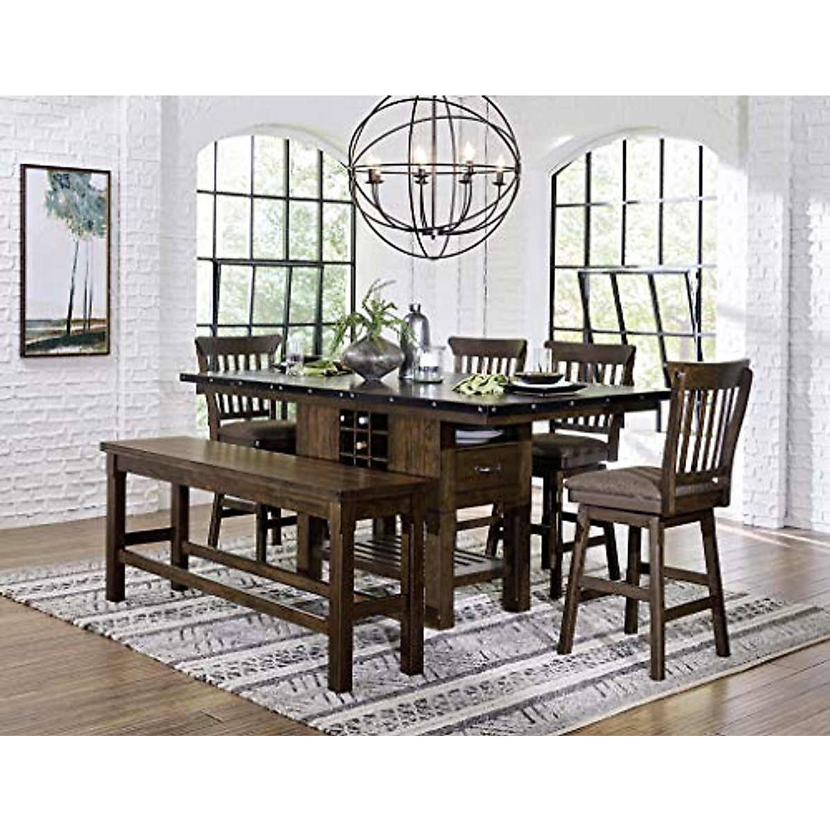 Homelegance Counter Height Dining Bench Brown