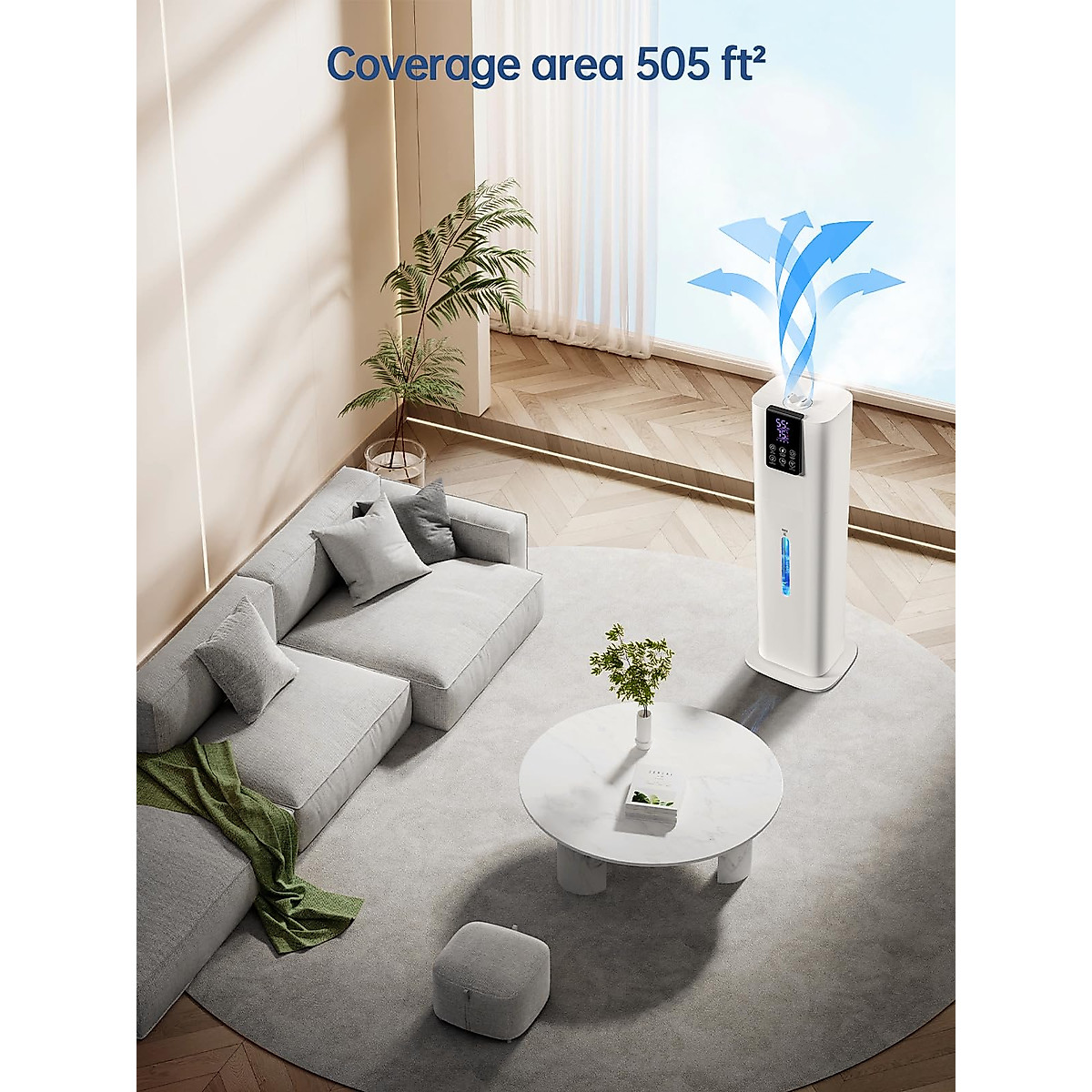 Smart Humidifiers for Bedroom Large Room,(8L) 2.1Gal Cool Mist Top Fill Diffuser Ambient Light, WIFI App & Remote Control, 3 Mist Modes, 12H Timer, 35dB Quiet Humidifier for Home Office Plant