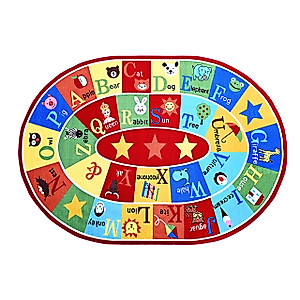 Furnish my Place 745 ABC with Animal ABC Area Rug for Kids, Educational Alphabet, Animals Children Rug, Multicolor (3'3"x5' Oval)