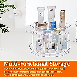 Amazon Basics 2 Tier Clear Lazy Susan Turntable Organizer, 12-Inch