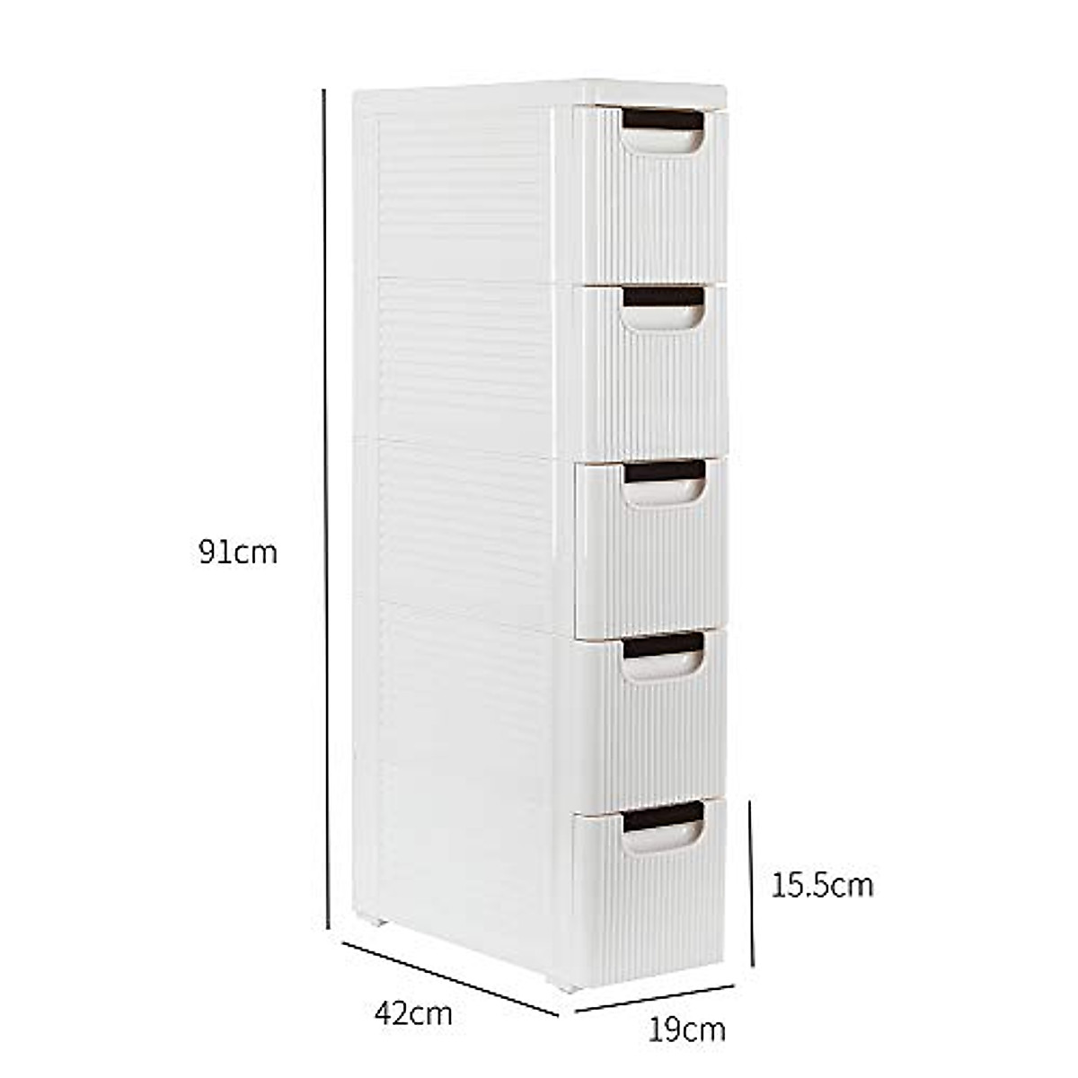 5 Tier Storage Drawers Rolling Cart, Plastic Drawers Unit on Wheels, Tower Narrow Slim Container Cabinet, Standing Shelf Units for Bathroom Bedroom Office Kitchen Living Room (7.5L x 16.6W x 35.8H)